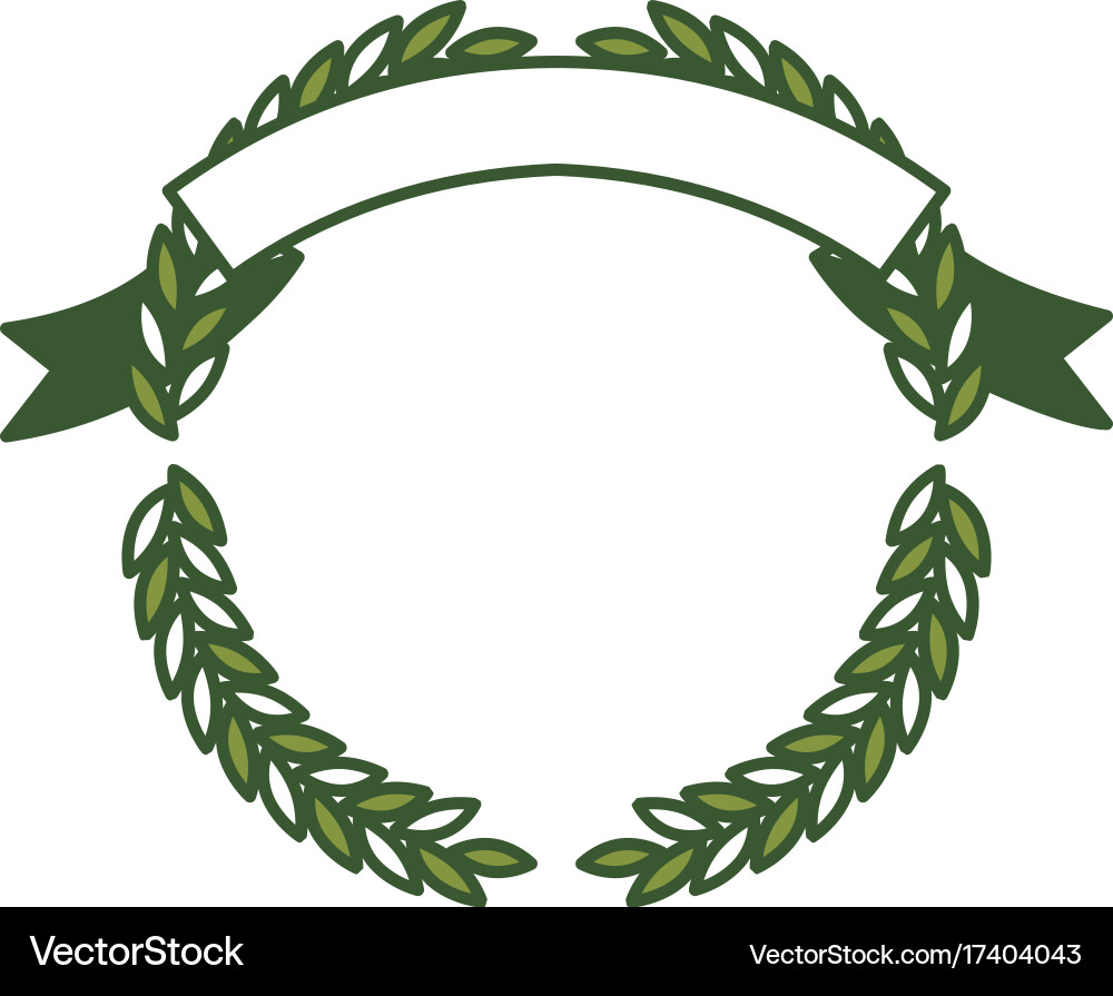 Green olive branches forming a circle with ribbon Vector Image