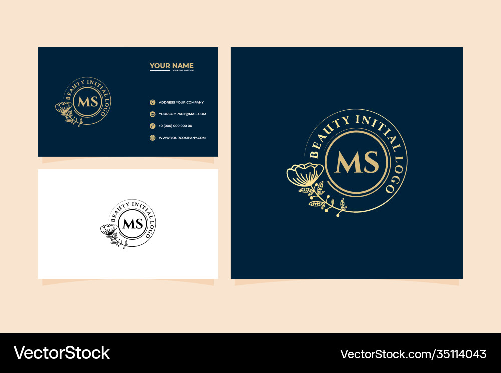 Initial ms letters hand drawn feminine and floral Vector Image