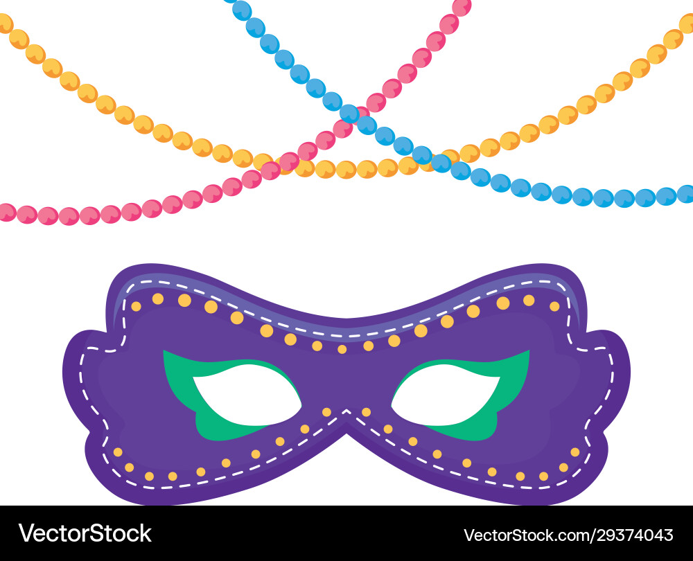 Isolated mardi gras mask and necklaces Royalty Free Vector