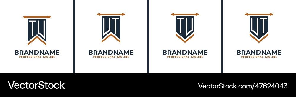 Letter tu and ut pennant flag logo set represent Vector Image