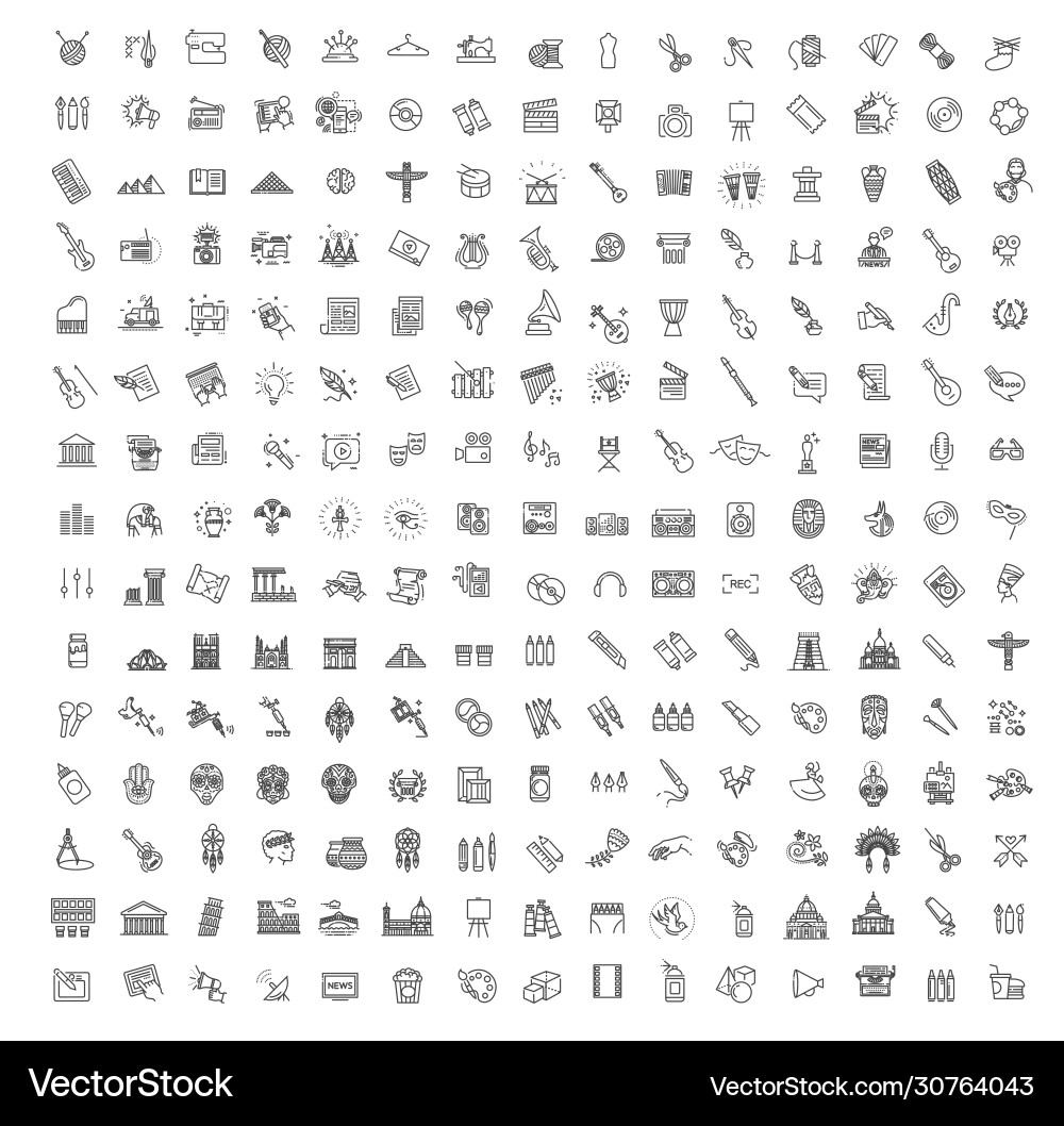 Line arts icons set linear icons Royalty Free Vector Image