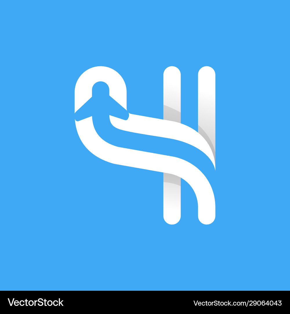Number four logo with plane and airline inside Vector Image