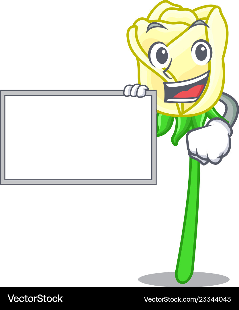 With board white rose in the shape cartoon Vector Image