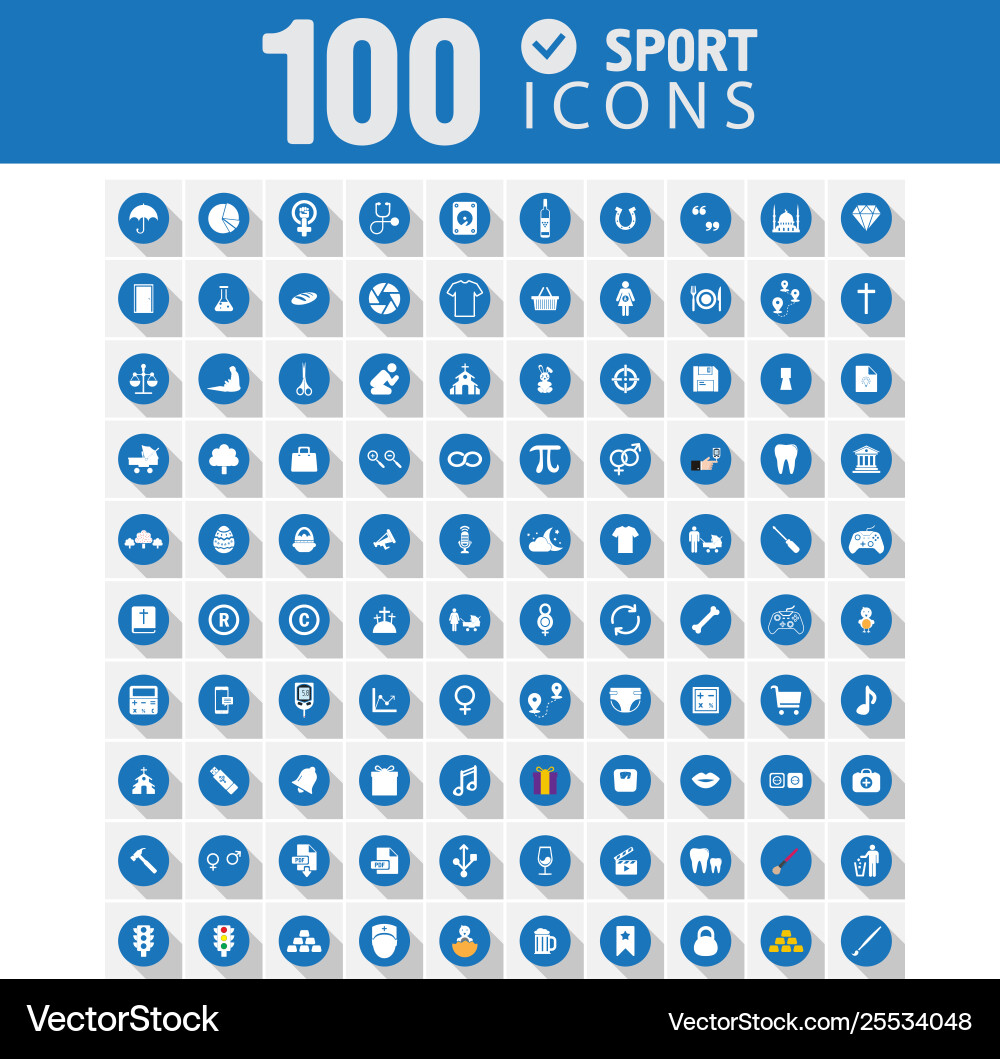 100 set universal sport icons for web mobile Vector Image