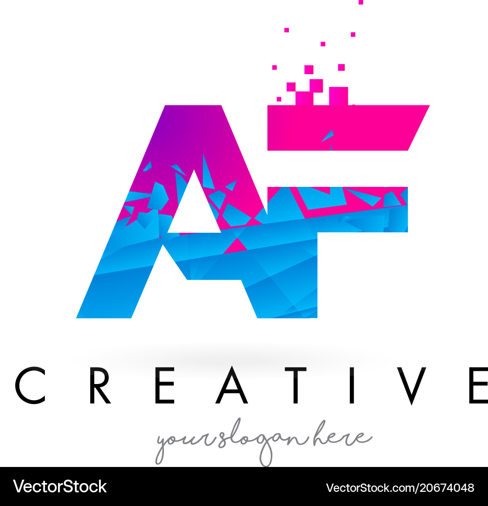 Af a f letter logo with shattered broken blue Vector Image