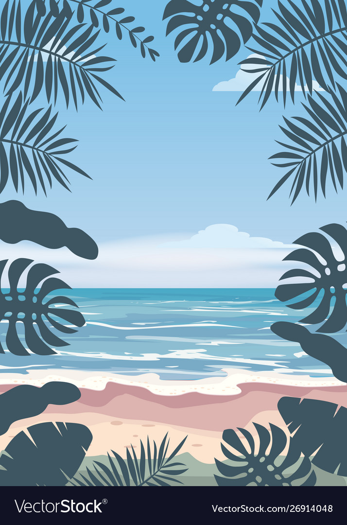 Beach palm trees template Royalty Free Vector Image