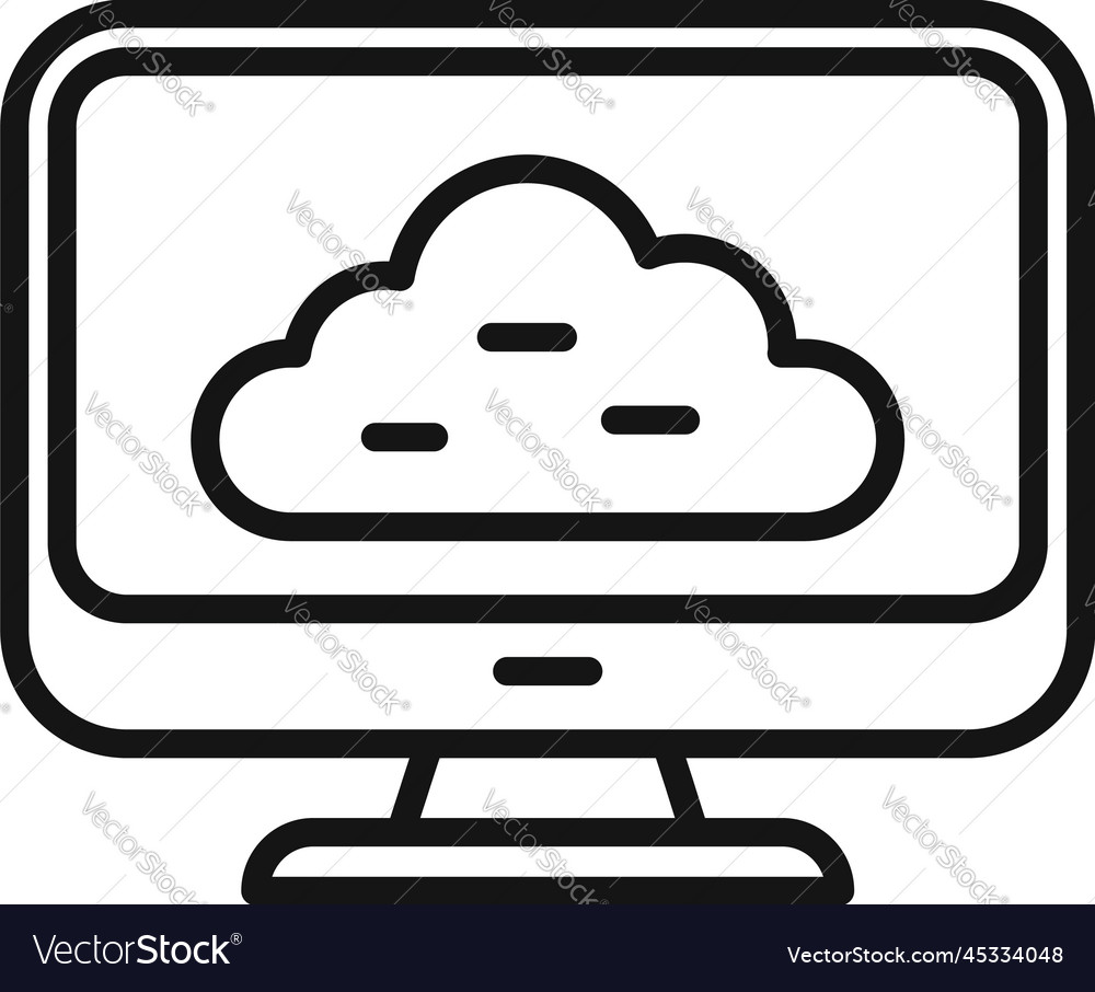 Computer backup icon outline data cloud Royalty Free Vector