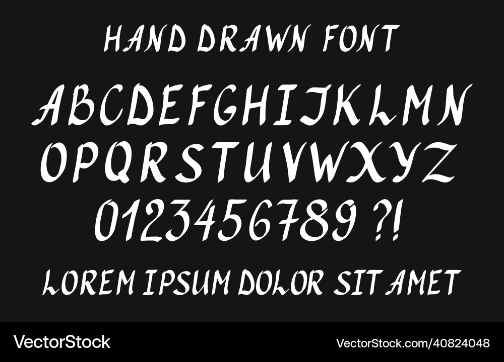 Hand drawn font ink or marker style Royalty Free Vector