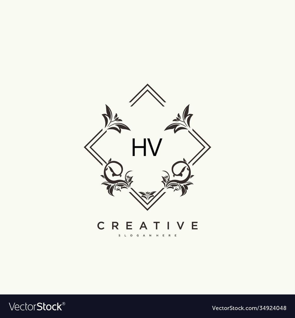 Hv beauty initial logo art handwriting logo Vector Image