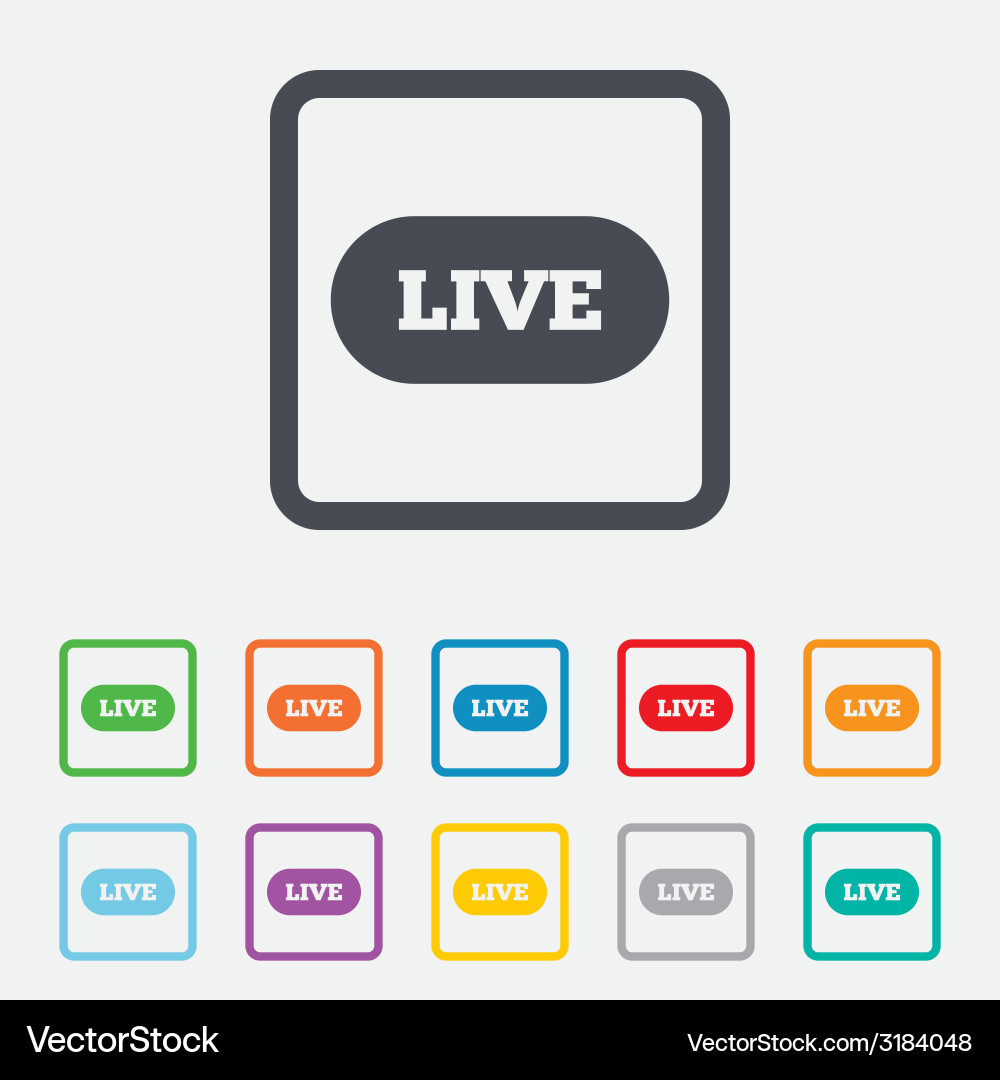 Live sign icon on air stream symbol Royalty Free Vector