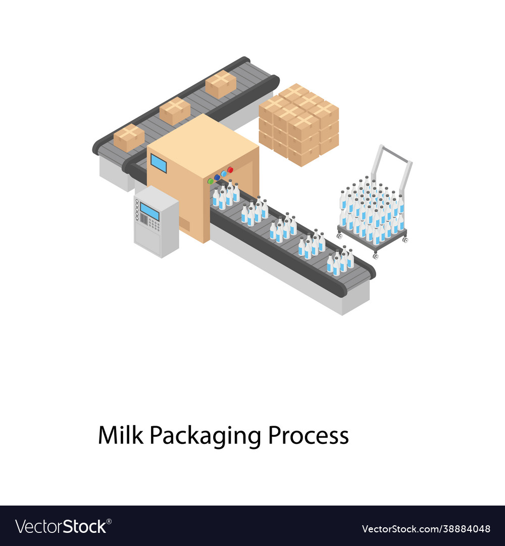 Milk packaging process Royalty Free Vector Image
