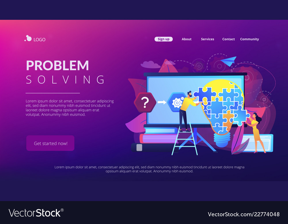 Problem solvingconcept landing page Royalty Free Vector