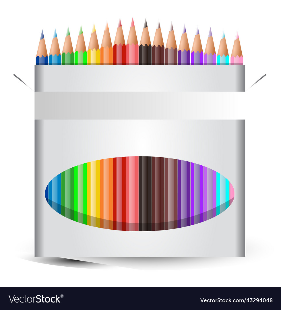 Realistic multi colored pencils in a white box Vector Image Realistic multi colored pencils in a white box Vector Image