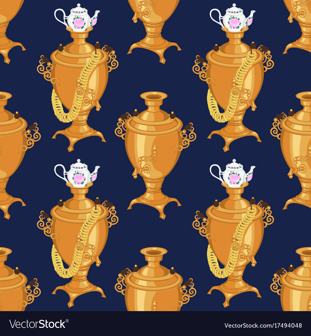 Seamless pattern with samovar Royalty Free Vector Image