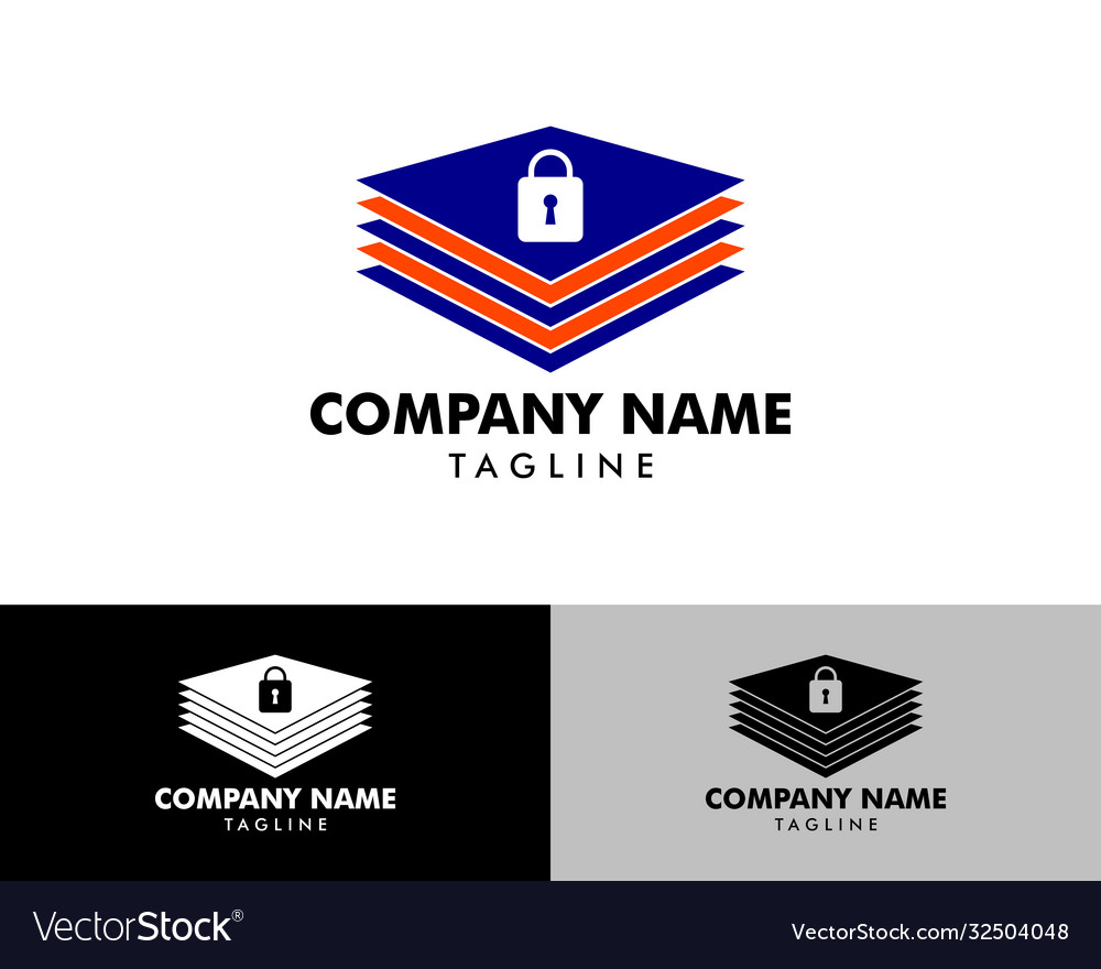 Security data lock logo template Royalty Free Vector Image