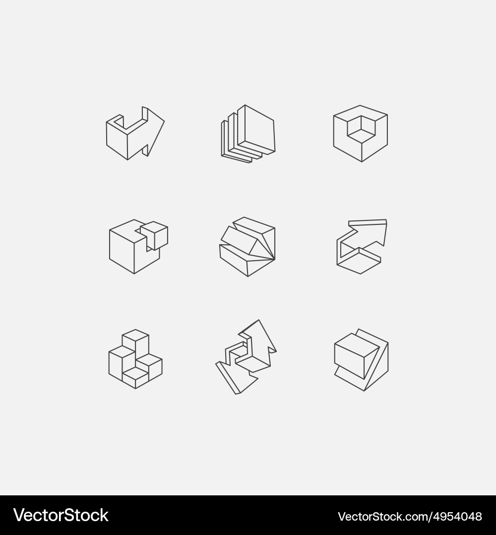 Set of 3d icons with abstract Royalty Free Vector Image