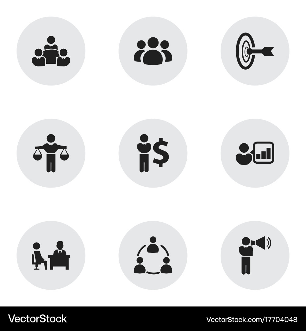 Set of 9 editable cooperation icons includes Vector Image
