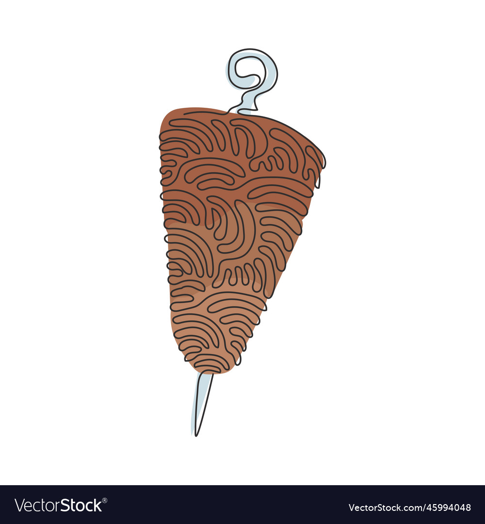 Single continuous line drawing doner kebab Vector Image