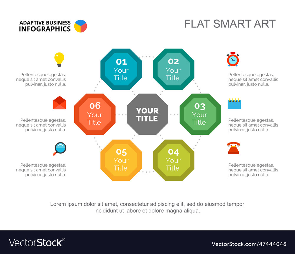 Six workflow elements slide template Royalty Free Vector