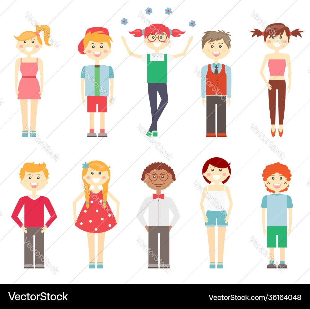 Small children in colorful clothes Royalty Free Vector Image