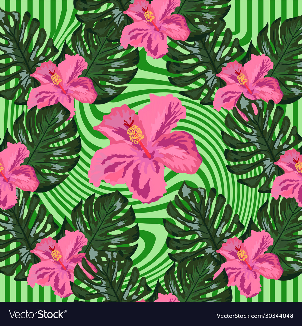 Summer seamless tropical pattern with bright Vector Image