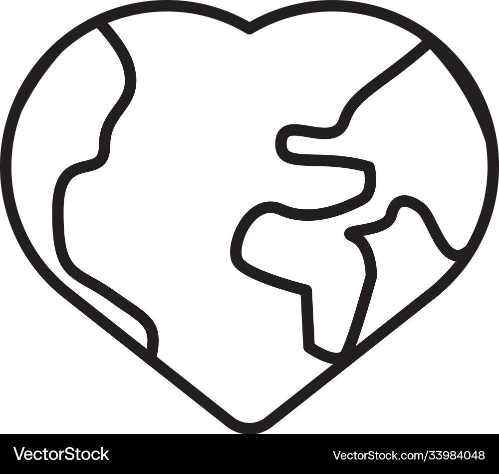 World planet earth heart shape line style icon Vector Image