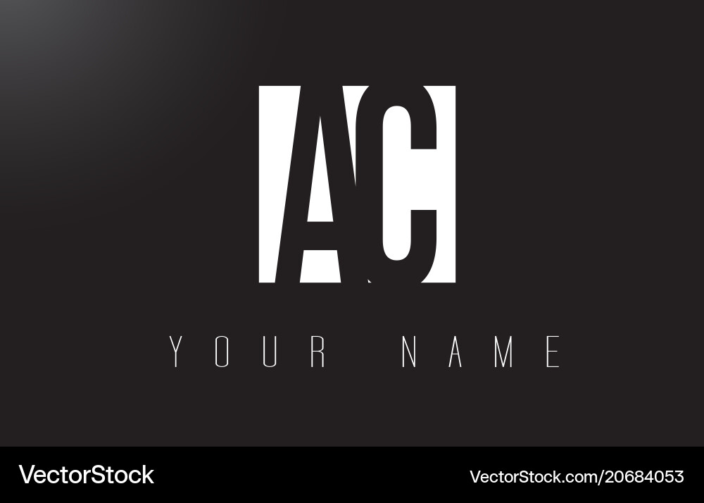 Ac letter logo with black and white negative Vector Image