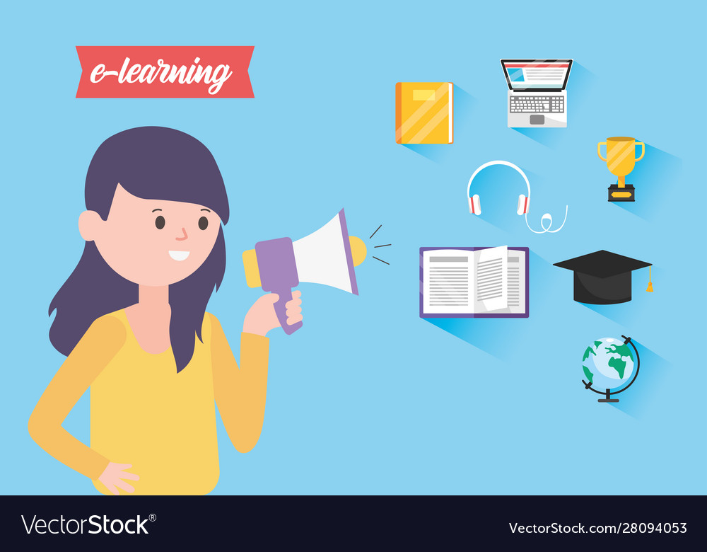 Avatar woman and learning online concept Vector Image