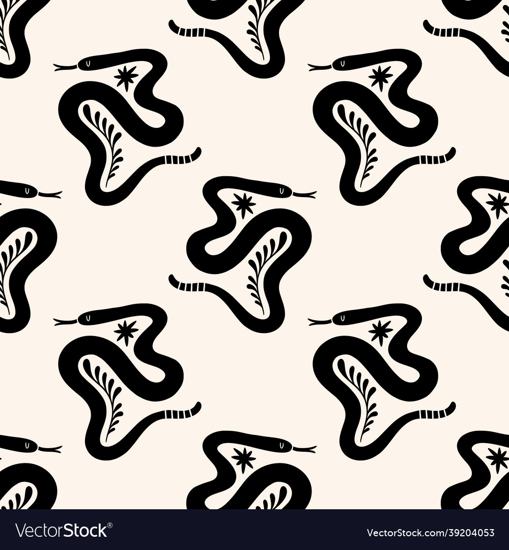 Boho snakes seamless pattern design art print Vector Image