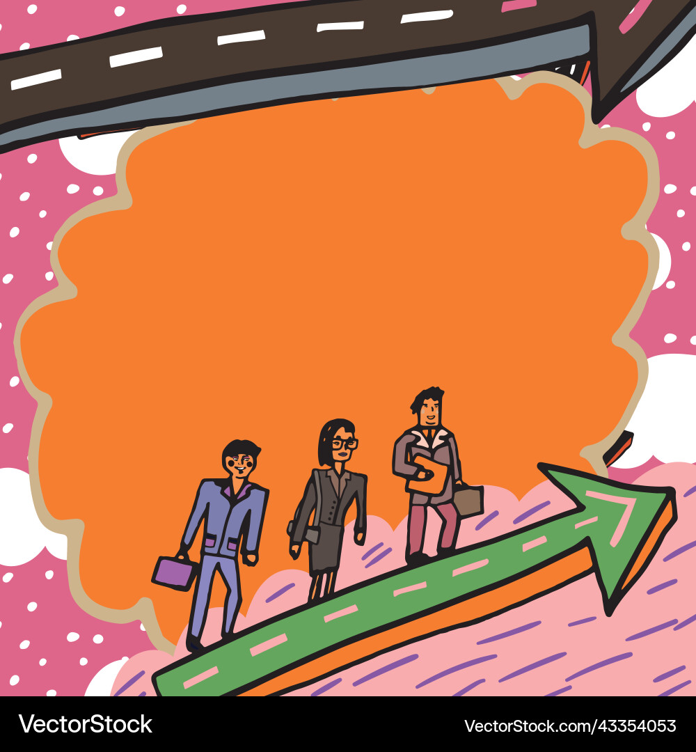 Business team climbing with arrows around Vector Image