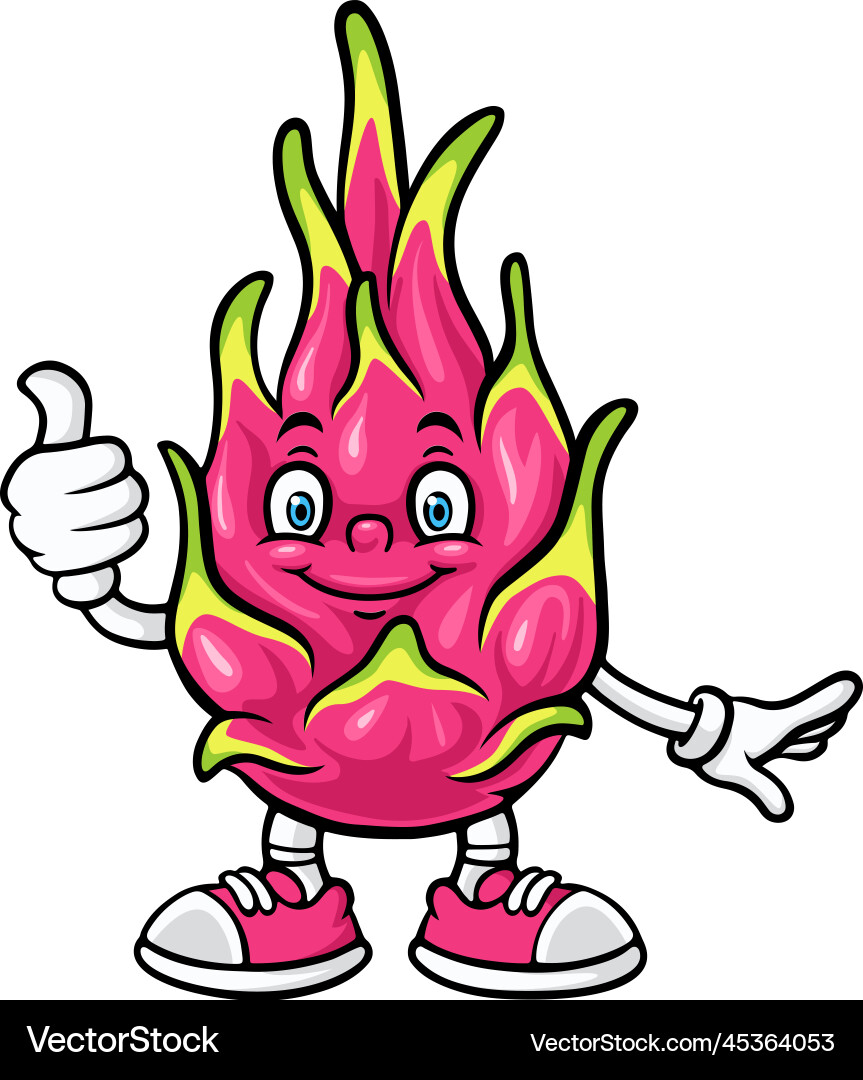 Cartoon dragon fruit mascot character Royalty Free Vector