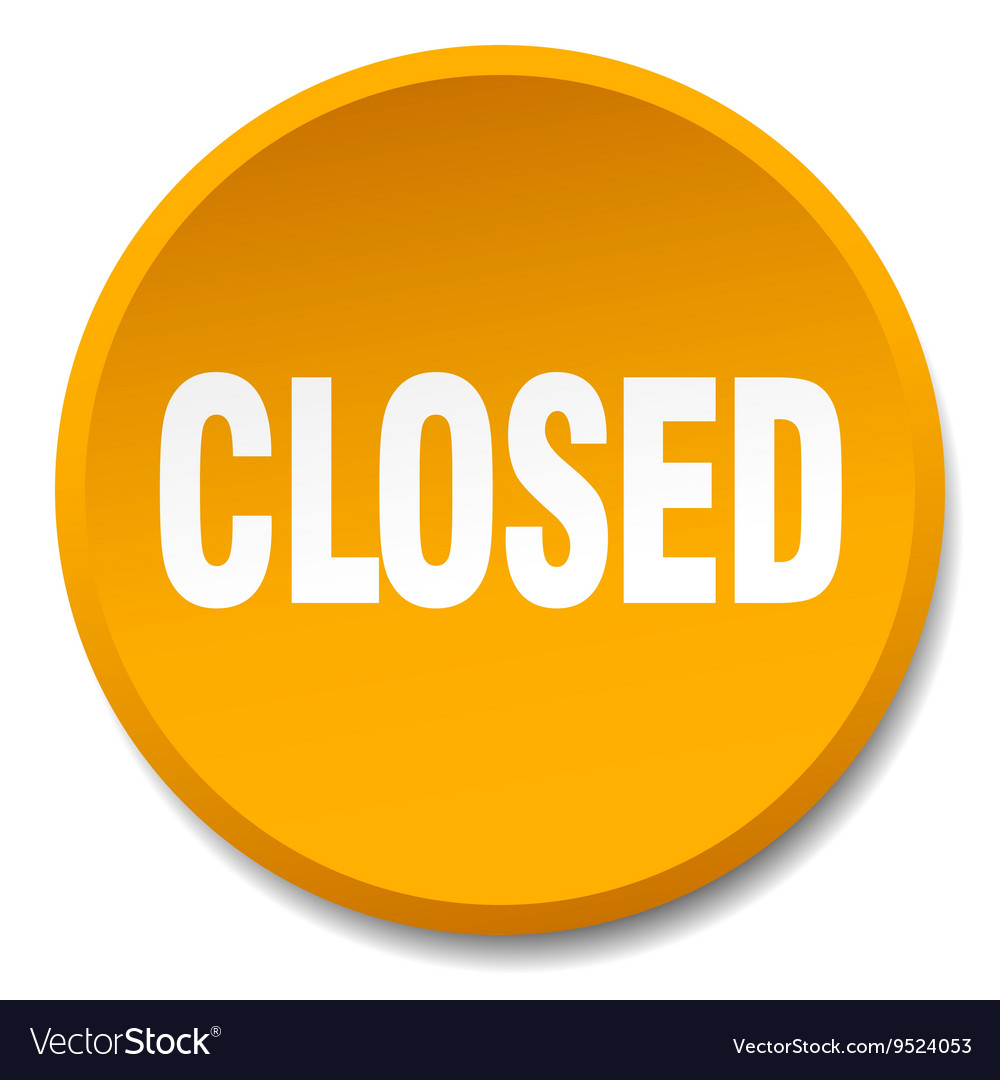 Closed orange round flat isolated push button Vector Image