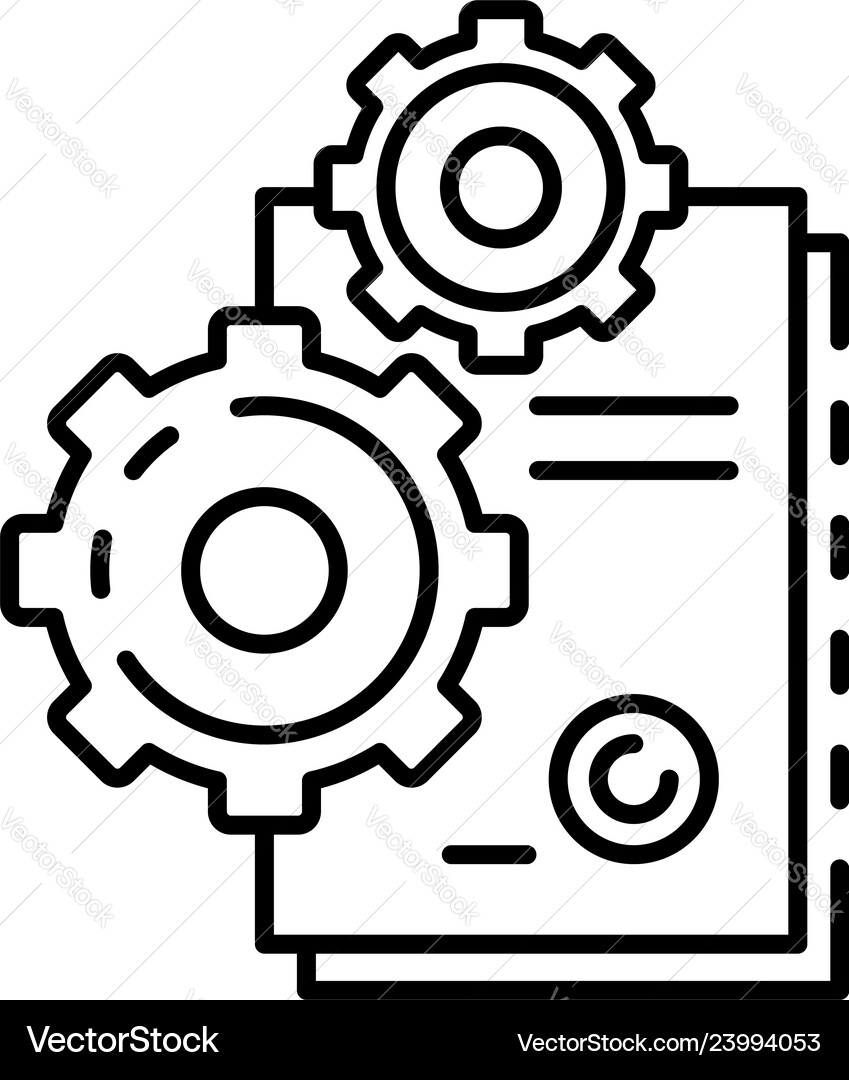 Cog gear paper icon outline style Royalty Free Vector Image