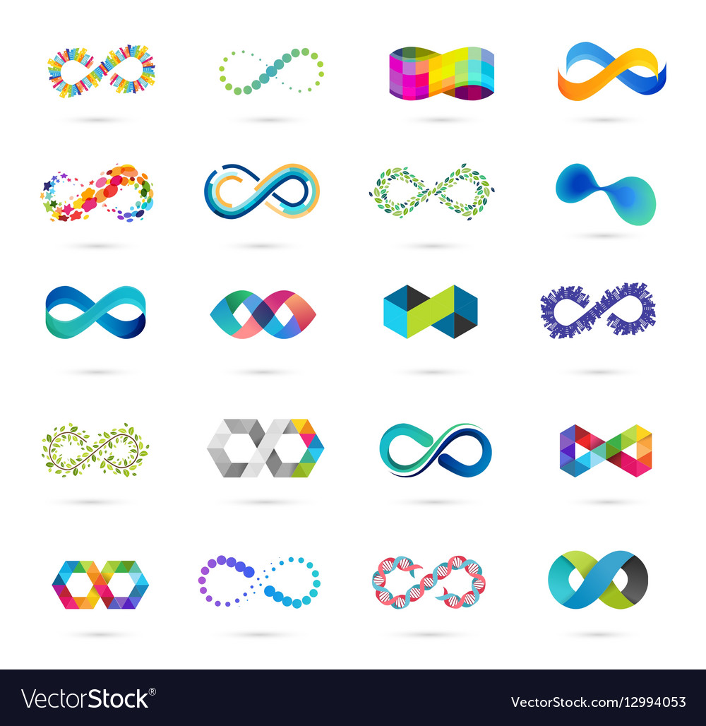 Colorful abstract infinity endless symbols and Vector Image