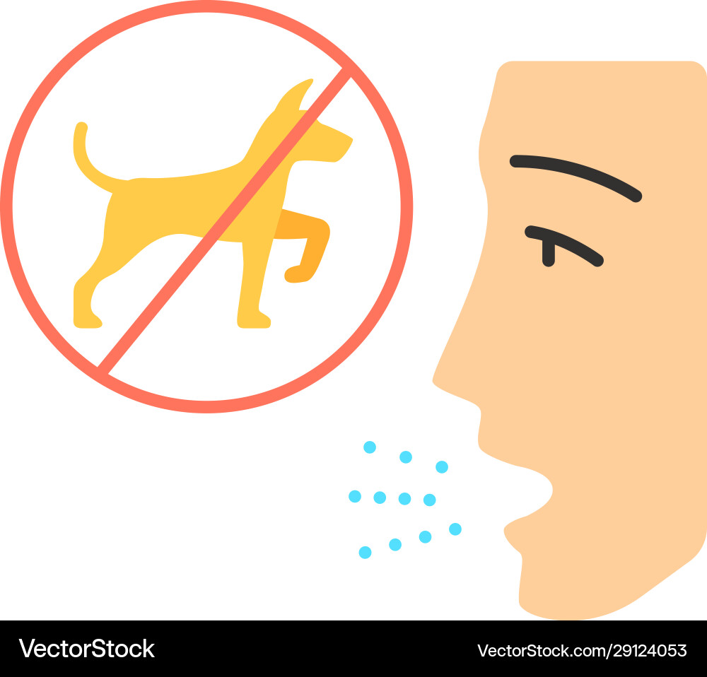 Dog allergy flat design long shadow color icon Vector Image