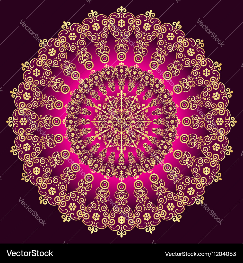 Gold and purple vintage round pattern Royalty Free Vector