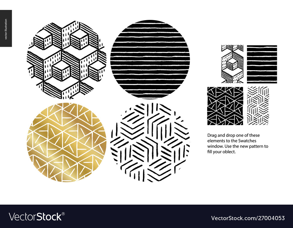 Hand drawn patterns - rounded Royalty Free Vector Image