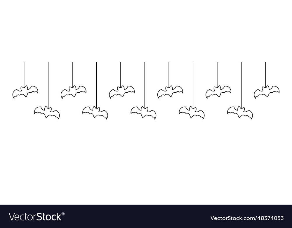 Happy halloween banner border with bats hanging Vector Image
