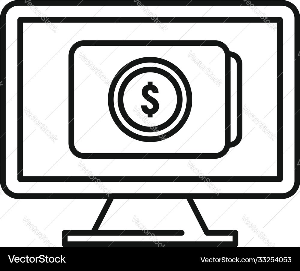 Online pc digital wallet icon outline style Vector Image