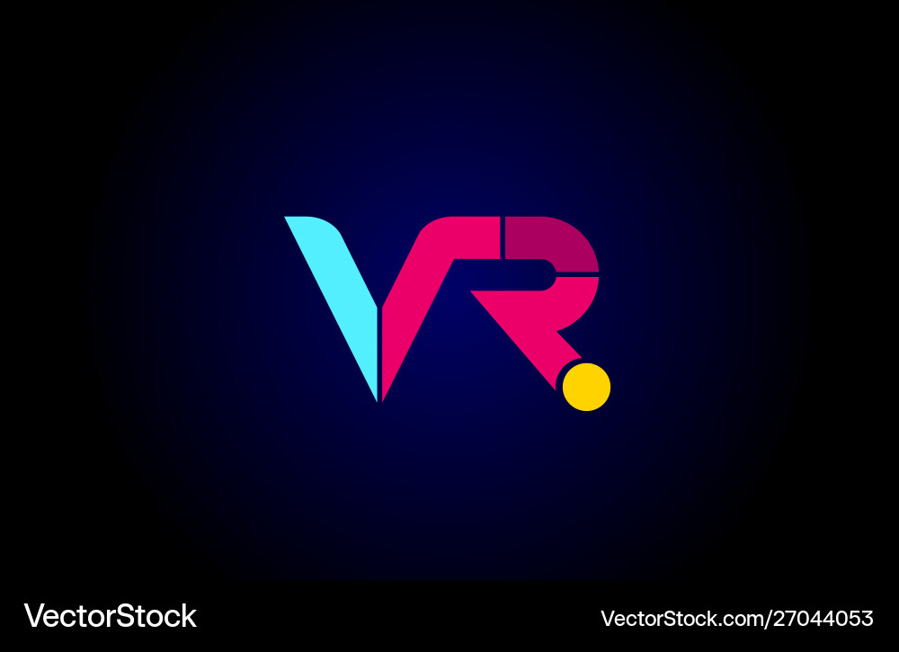 Pink blue alphabet letter vr v r combination Vector Image
