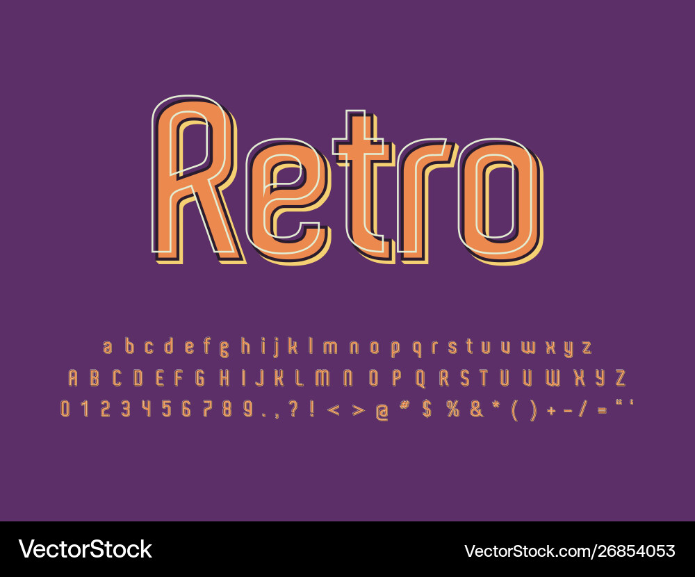 Retro font and alphabet stock Royalty Free Vector Image