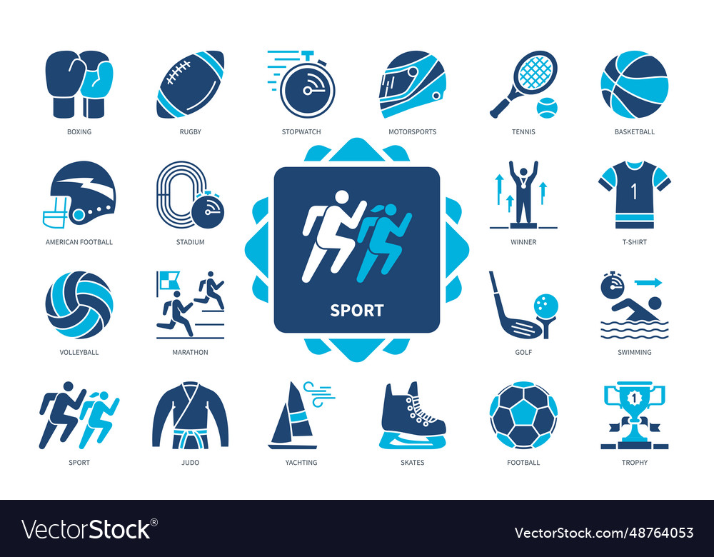 Sport solid icon set Royalty Free Vector Image