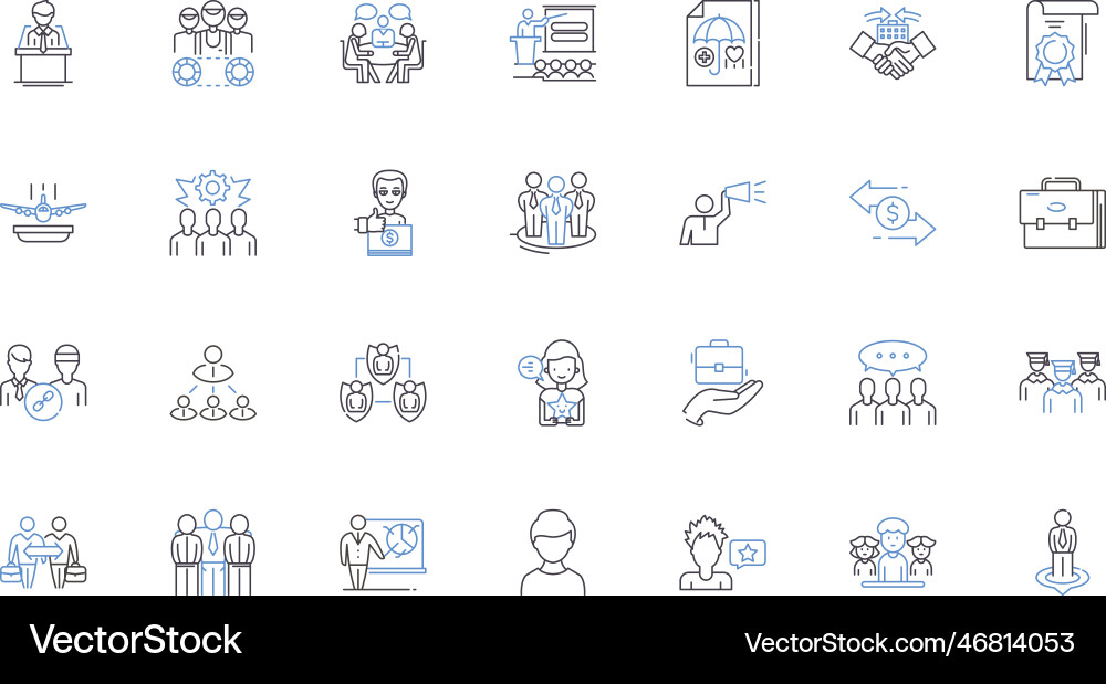 Supervision line icons collection management Vector Image