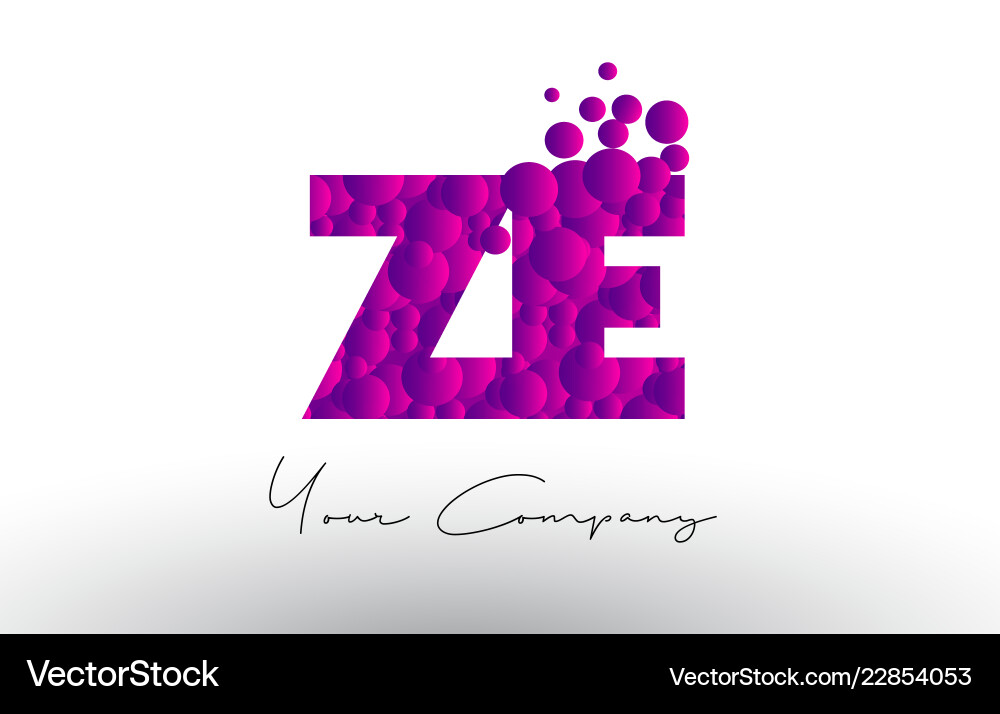 Ze z e dots letter logo with purple bubbles Vector Image