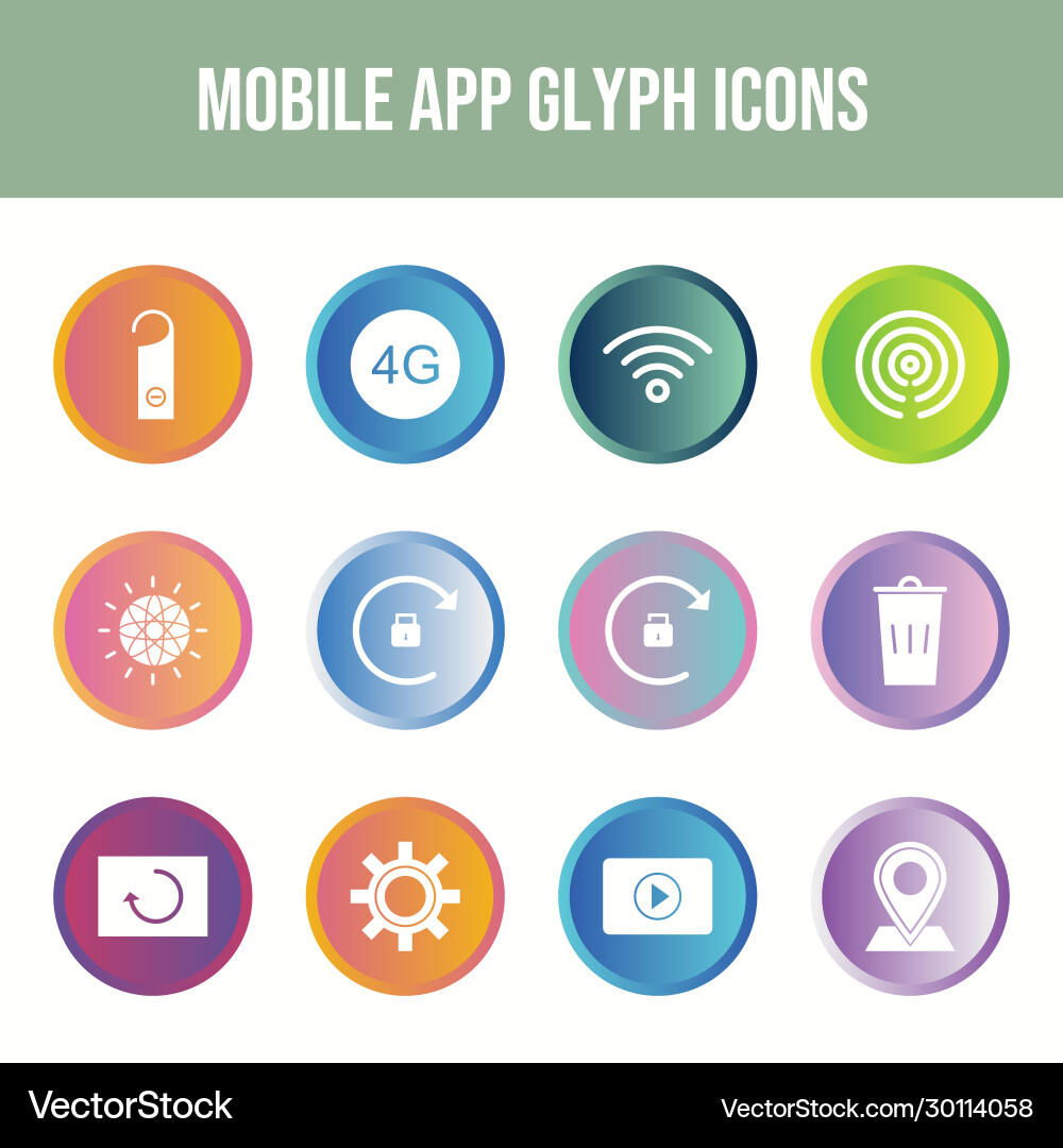 12 mobile app icons in one set Royalty Free Vector Image