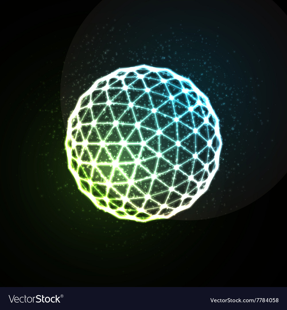 3d illuminated neon sphere of glowing particles Vector Image