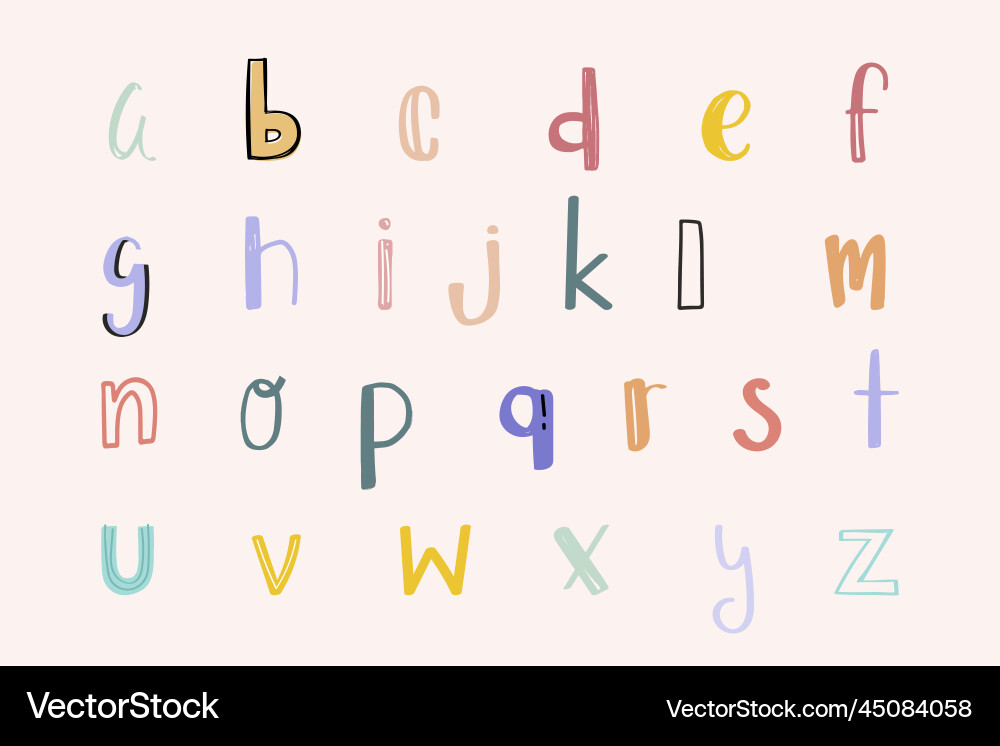 Alphabet hand drawn doodle font calligraphy set Vector Image