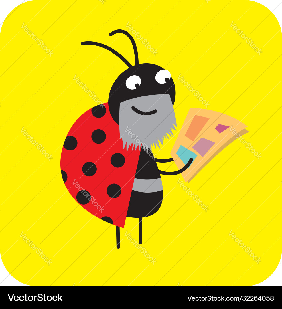 Bearded beetle reading morning newspaper Vector Image