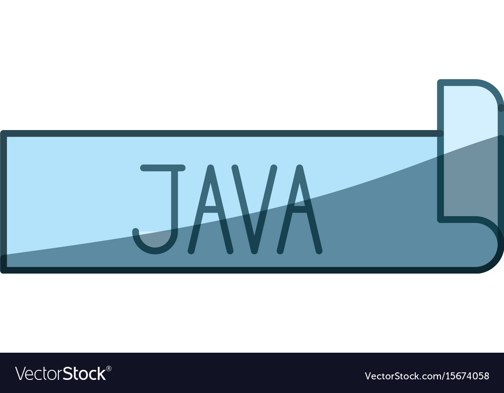 Blue shading silhouette label text of java Vector Image