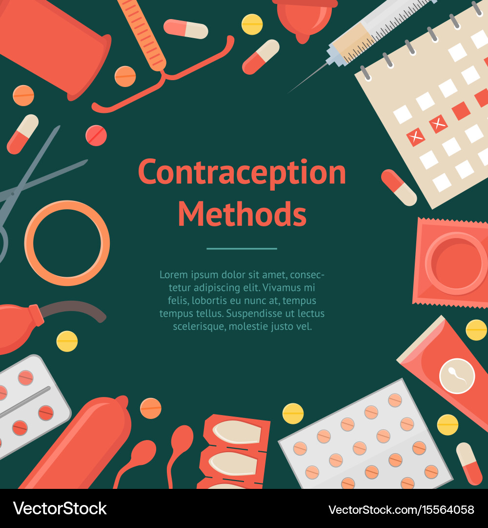 Cartoon contraception method banner card Vector Image